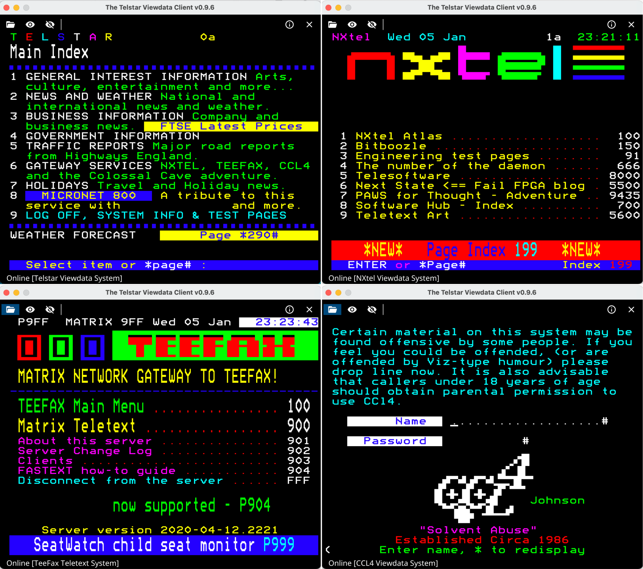 Telstar Viewdata Client - GlassTTY Telstar Viewdata Client - GlassTTY